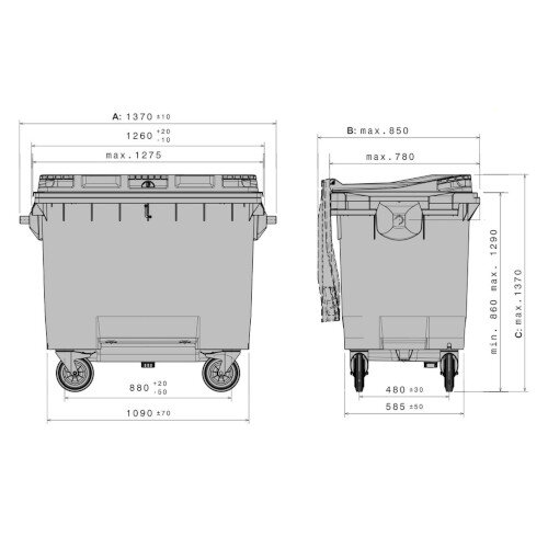 1100 Litre Wheelie Bins Dimensions PDF, 45% OFF