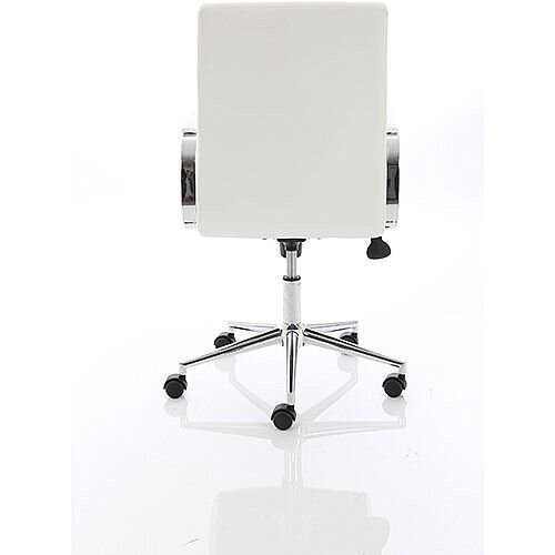 Ezra Executive Office Chair White Leather Seat Back Chrome Base Fixed Padded Arms Hunt Office Ireland