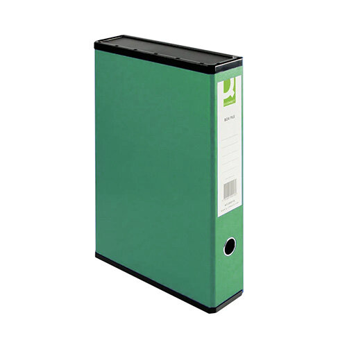 Box File Foolscap 75mm Spine Green 5 Pack Q-Connect - Hunt Office Ireland