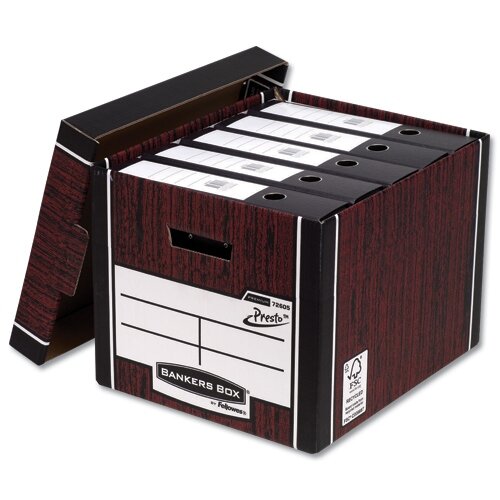 Fellowes Bankers Box Premium 726 Tall Archive Storage Box Woodgrain ...
