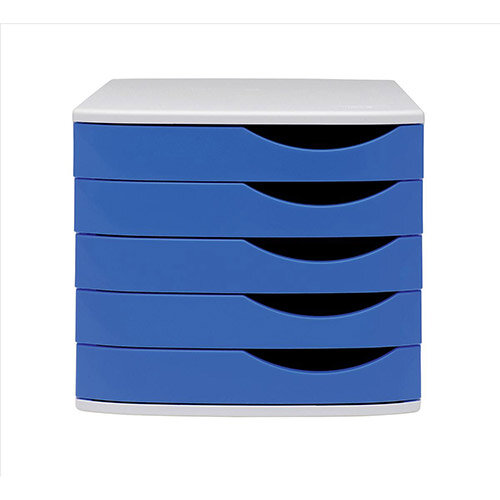 5 Star Elite Desktop Drawer Set 5 Drawers A4 and Foolscap Grey/ Blue ...