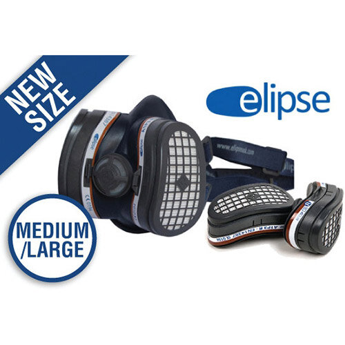 Elipse Safety Half Mask Compact Reusable Pre-fitted P3 Filters A1-P3 ...