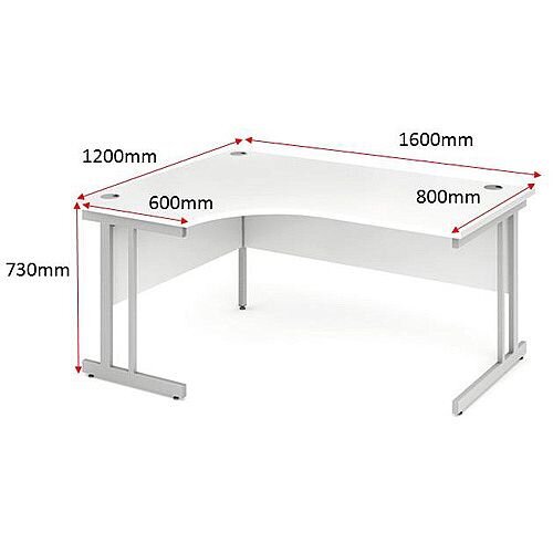 Impulse L-Shaped Left Hand Office Desk W1600xD1200/800xH730mm Silver ...