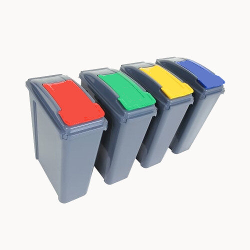 25 Litre Recycle Bin With Blue Lift Lid - Hunt Office Ireland