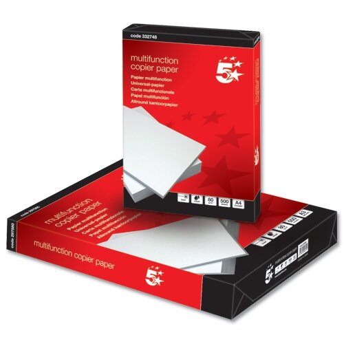 A4 White 80gsm Multifunctional Printer Paper 500 Sheets 5 Star - Hunt ...