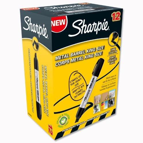 Sharpie King Size Permanent Marker Black Chisel Tip 6.2mm Line Pack 12 ...