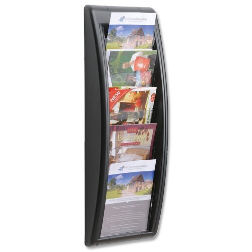 Fast Paper Quick Fit Literature Holder Wall-mount 5 x A5 Pockets Black ...