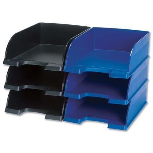 Plus Jumbo Blue Letter Tray Deep Sided Leitz Pack of 4 - Hunt Office ...