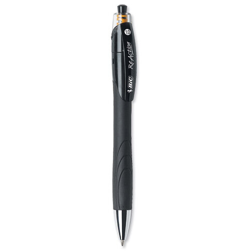 Bic ReAction Retractable Ball Pen Black Full Body Grip Pack 12 - Hunt ...