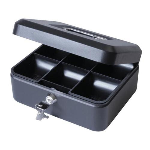 Compact Cash Box 8 Inch with Simple Latch Key Lockable 6 Coin ...