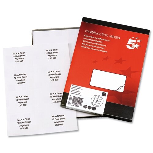 Multifunction 8 Per Sheet Labels 5 Star 105x71mm (800 Labels) - Hunt ...