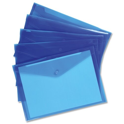 A4 Envelope Wallet Plastic Transparent Blue Pack 5 5 Star - Hunt Office ...