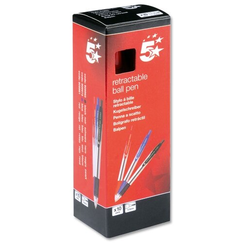 Retractable Ball Pen Red Pack 10 5 Star - Hunt Office Ireland