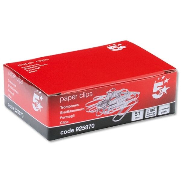 Giant Paperclips 51mm Pack 10 x 100 5 Star - Hunt Office Ireland