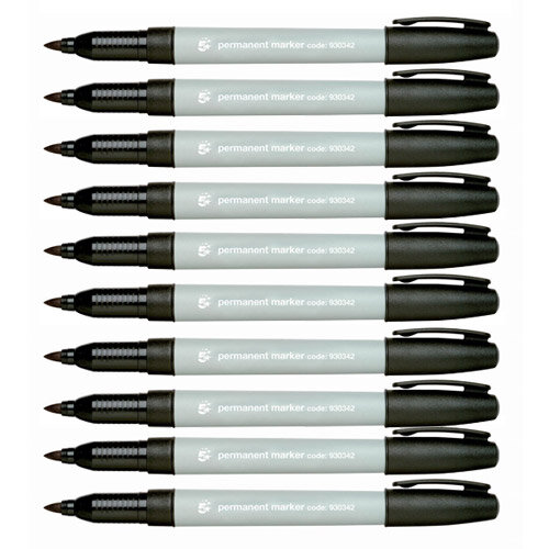 Black Permanent Marker Fine Line Pack 10 5 Star - Hunt Office Ireland