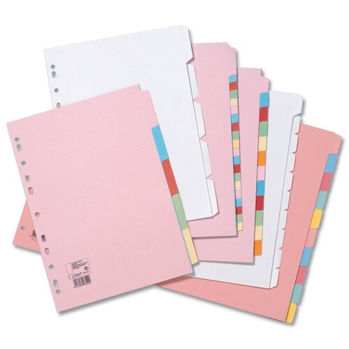 5 Part A4 Subject Dividers Assorted Pack 10 5 Star - Hunt Office Ireland