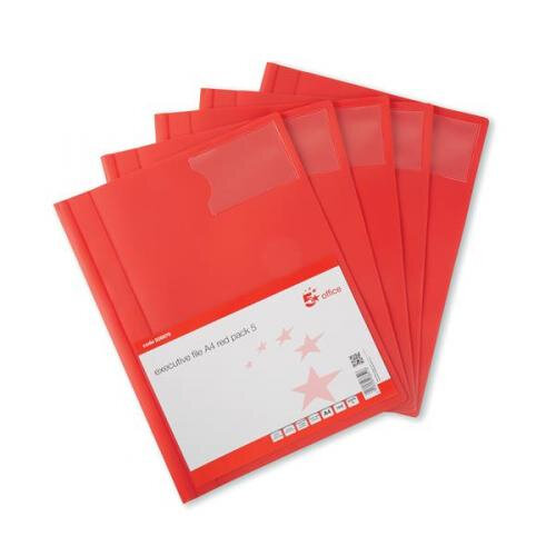 5 Star Office Executive Flat File Semi-rigid Opaque Cover A4 Red ...