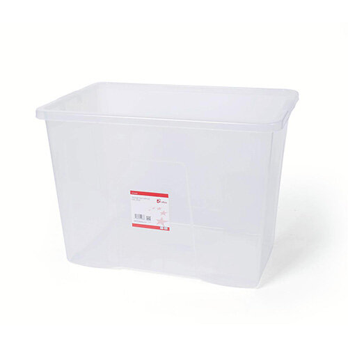 5 Star Office Storage Box Stackable Clip-on Lid 60L Clear - Hunt Office ...