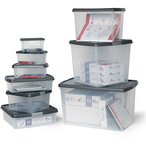5 Star Elite 7 Litre Storage Clip Box Clear Plastic Stackable with Lid ...
