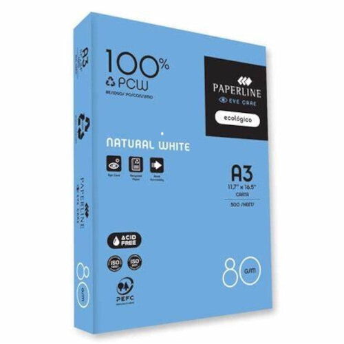 Paperline EyeCare A3 80gsm 100% Recycled White Paper Box of 2500 Sheets ...