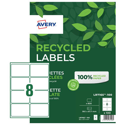 Avery LR7165-100 Labels Laser 8 per Sheet 99.1 x 67.7mm 800 Labels ...
