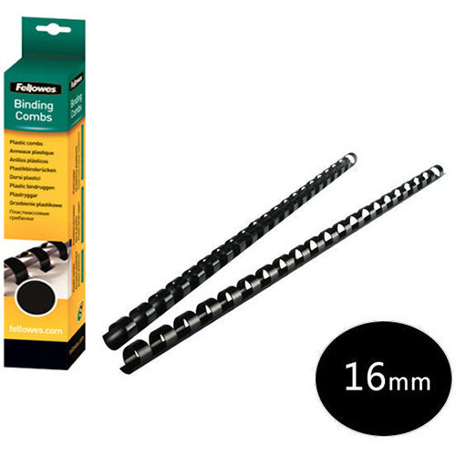Fellowes Black A4 Binding Combs 16mm Pack of 100 - Hunt Office Ireland
