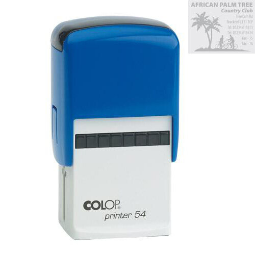 COLOP Printer 54 rectangular text Pre-Inked Rubber stamp Black ink Blue ...