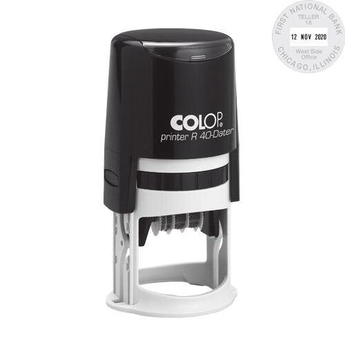COLOP Printer R 40 Round Dater Pre-Inked Rubber Stamp Black Ink Black ...
