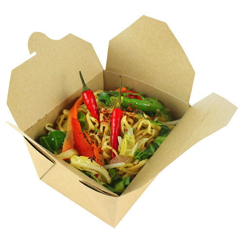 No. 8 Disposable Brown Kraft Food Cartons 1300ml 15x12x6.5cm Pack of ...
