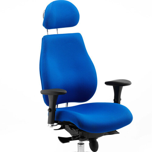 Chiro Plus Ergo Posture Office Chair Blue With Arms & Headrest - Hunt ...