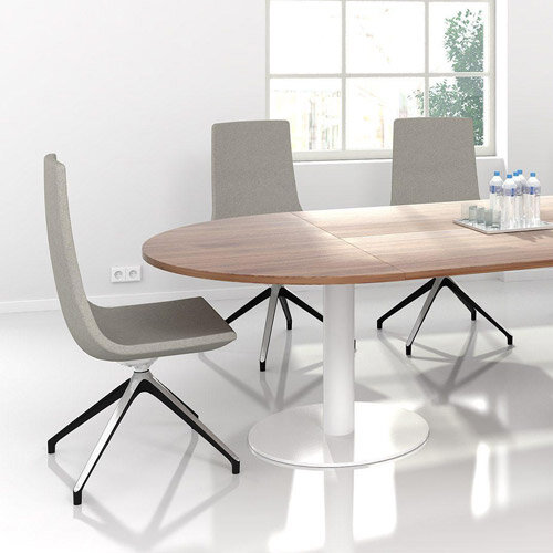 Forum Meeting Table Grey Wood Oval Top And Black Trumpet Base ...