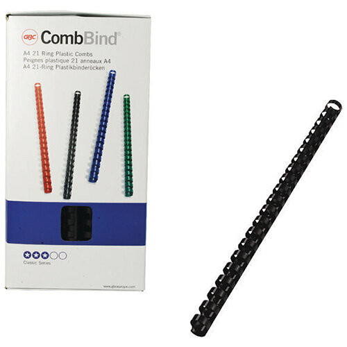 GBC Binding Combs Plastic 21 Ring 125 Sheets A4 14mm Black 4028178U ...