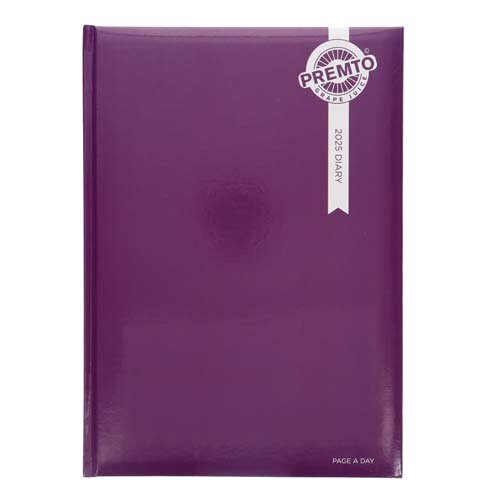 Premto A4 Diary Page A Day Diary 2025 - Assorted Colours - Hunt Office ...