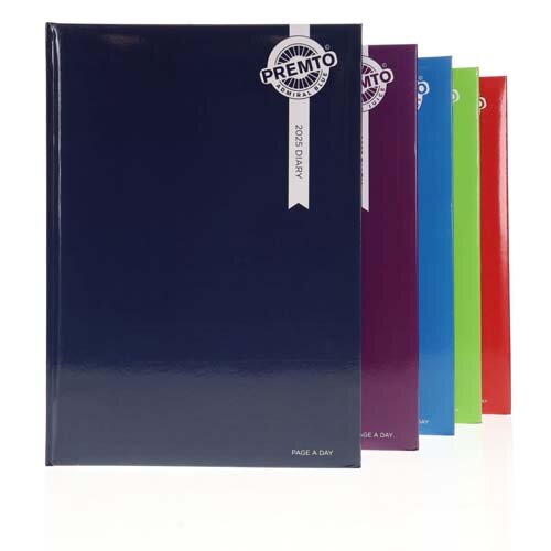 Premto A4 Diary Page A Day Diary 2025 - Assorted Colours - Hunt Office ...