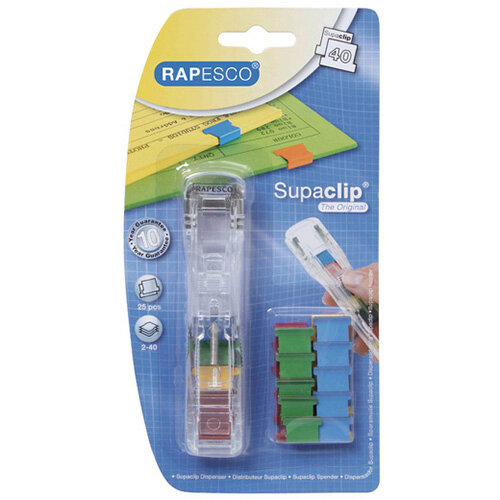 Rapesco Supaclip Size No.1 Multicoloured Clips with Dispenser (Pack of ...