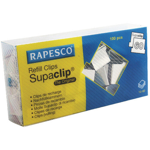 Rapesco Supaclip ''60'' Refill Stainless Steel Clips (Pack of 100 ...