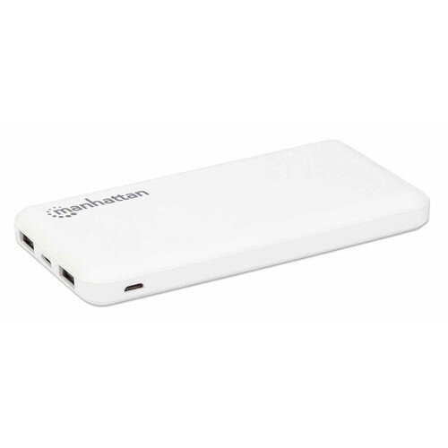 Manhattan Power Bank, 10000 mAh, Output: 2x USB-A (2.1A & 1A), Input ...