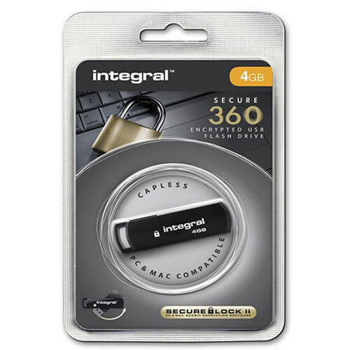 Integral Black Secure 360 Secure Lock II Encrypted USB Memory Stick 4GB ...