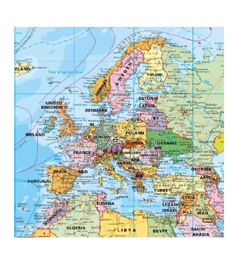 Franken Map Board World Laminated with Metal Bars 1:33,000,000, 97 x ...