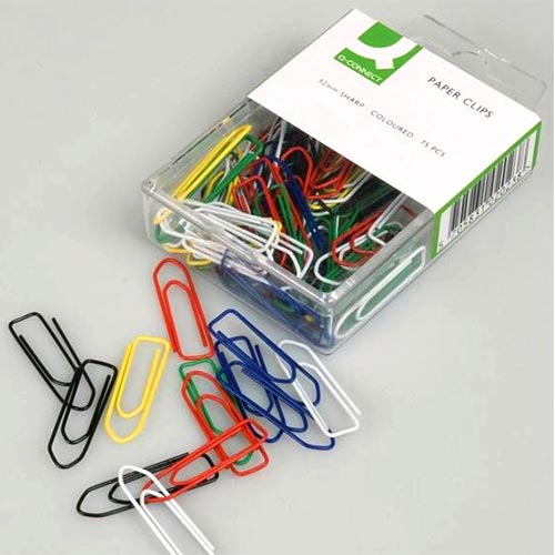 Q-Connect Paperclip 32mm Coloured Pack of 75 x 10 KF02023Q - Hunt ...