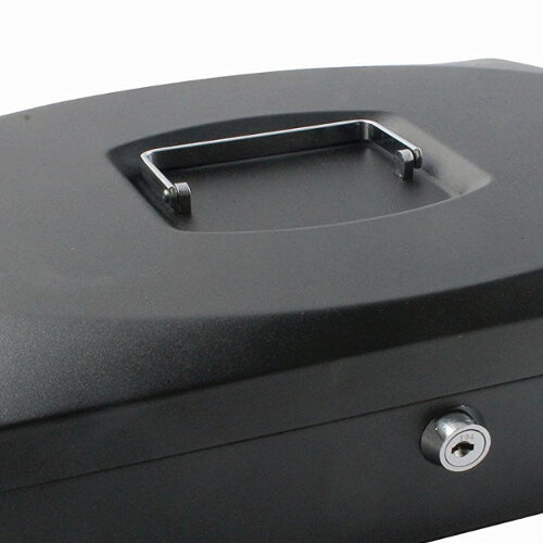 Q-Connect Standard 10 Inch Key Lock Cash Box Black - Hunt Office Ireland