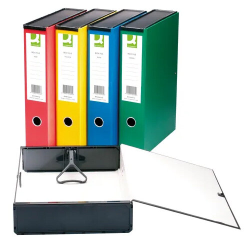 Box File Foolscap 75mm Spine Green 5 Pack Q-Connect - Hunt Office Ireland