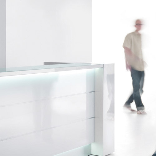 Valde High Gloss Illuminated Reception Unit Curved Formation - Hunt ...