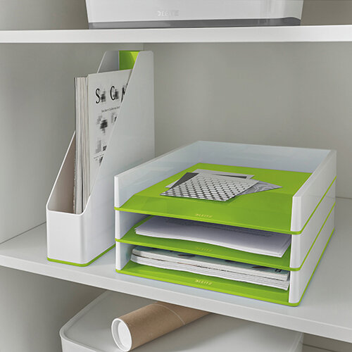 Leitz WOW Letter Tray Dual Colour White/Green 53611054 - Hunt Office ...
