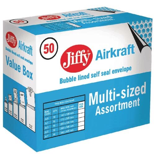 Jiffy Assorted Sizes Gold AirKraft Protective Envelopes Bag Pack of 50 ...