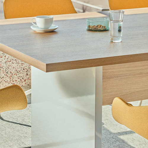 Mito Executive Meeting Table Amber Oak Barrel Top And Amber Oak Panel ...