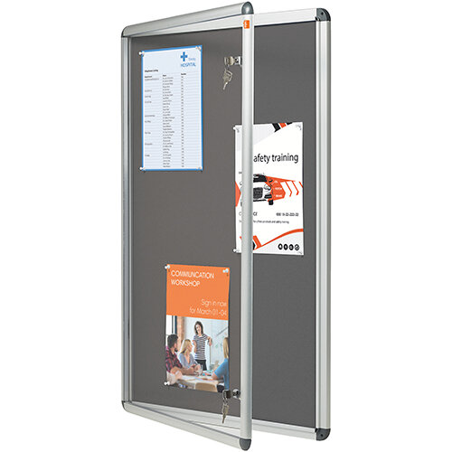 Nobo Display Cabinet Noticeboard A1 Lockable Grey - Hunt Office Ireland