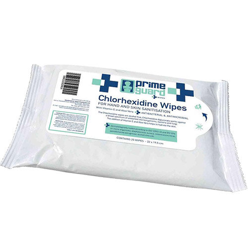 PrimeGuard Chlorhexidine Anti-bacterial Hand Wipes 25 Wipes Per Pack ...