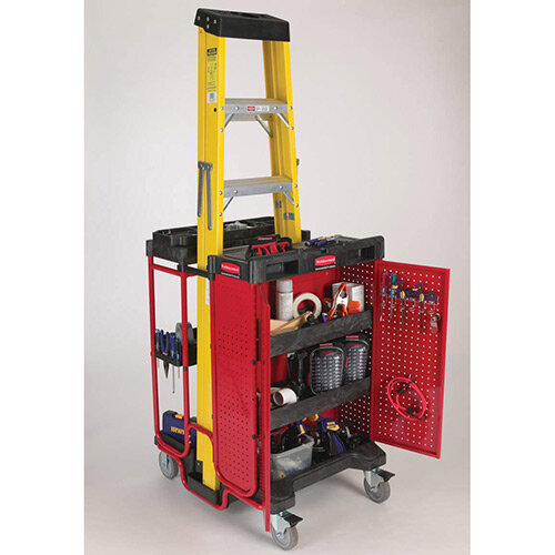 Rubbermaid 3 Shelve Ladder Steel Service Cart with Cabinet Black - Hunt ...