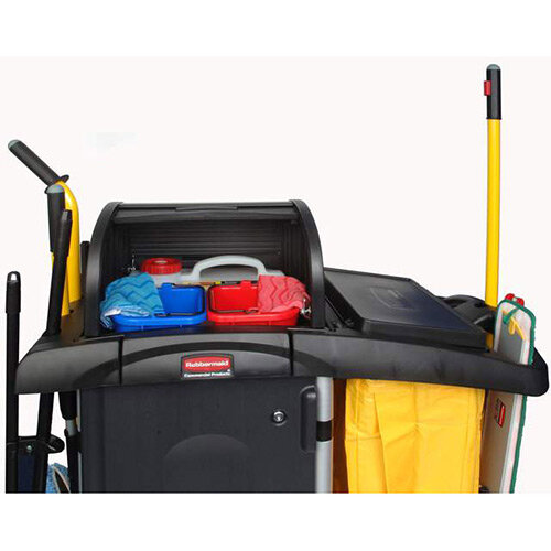 Rubbermaid Housekeeping Service Cart with Color Coded Pails Black ...